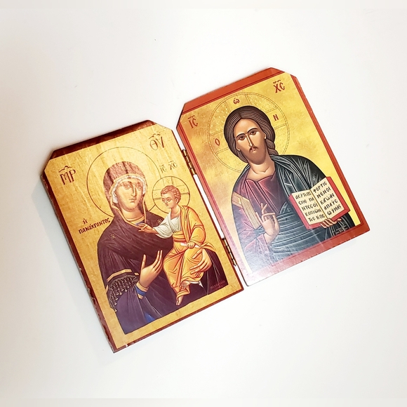 Accents | Wooden Diptych Icon With The Jesus Christ And Holy Theotokos ...